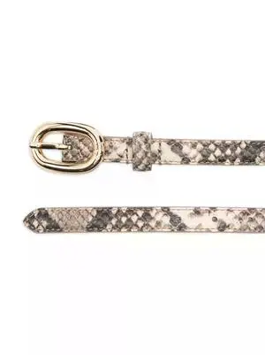 Maje Snake-print Oval Buckle Belt