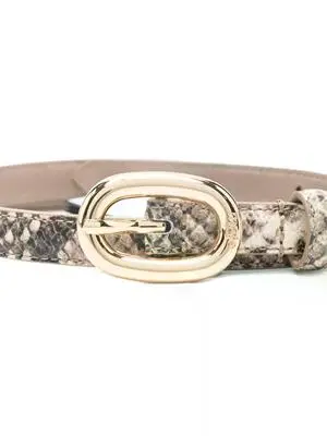Maje Snake-print Oval Buckle Belt