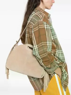 Maje Suede Fringed Tote Bag With Adjustable Strap