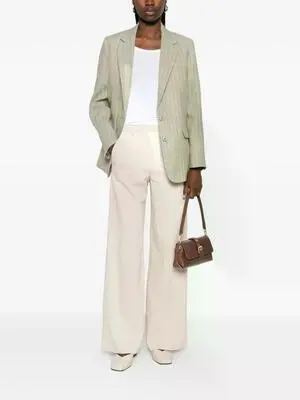 Maje Pinstripe Linen Cotton Blend Blazer - Neutrals
