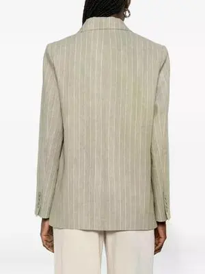 Maje Pinstripe Linen Cotton Blend Blazer - Neutrals