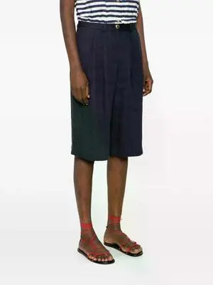 Maje Pleated Bermuda Shorts In Marled Navy