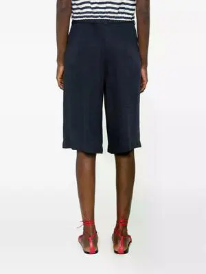 Maje Pleated Bermuda Shorts In Marled Navy