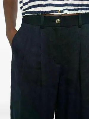 Maje Pleated Bermuda Shorts In Marled Navy