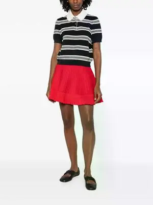Maje Striped Polo With Rhinestone Collar