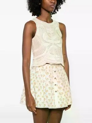 Maje Crochet Cropped Top With Scalloped Hem
