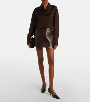 THE FRANKIE SHOP Croc-effect Leather Miniskirt
