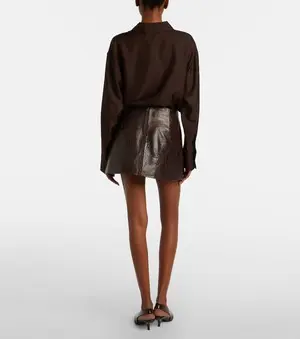 THE FRANKIE SHOP Croc-effect Leather Miniskirt
