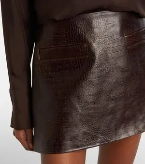 THE FRANKIE SHOP Croc-effect Leather Miniskirt