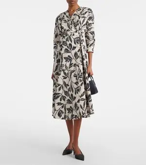 Max Mara Camino Printed Cotton Wrap Dress - White