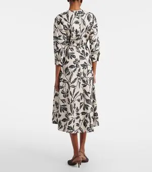 Max Mara Camino Printed Cotton Wrap Dress - White