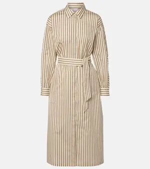 Max Mara Lord Striped Belted Shirt Dress - White