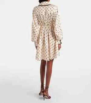 Zimmermann Belted Polka-dot Silk Shirt Dress