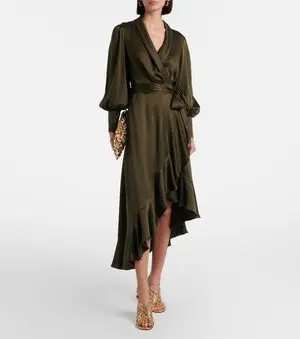 Zimmermann Silk Wrap Dress - Green