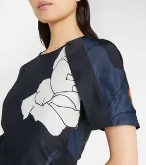 Victoria Beckham Floral Print Midi Dress - Blue