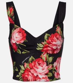 Dolce & Gabbana Floral Cotton-blend Bustier Top - Multicoloured