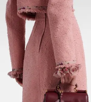 Dolce & Gabbana Floral Cropped Cotton-blend Tweed Jacket - Pink