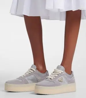 Prada Downtown Re-nylon Platform Sneakers - Grey