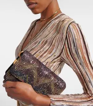 Missoni Leather-trimmed Sequined Crossbody Bag