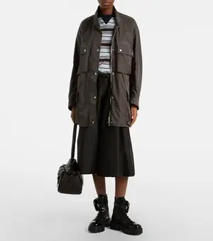Prada Leather-trimmed Mesh Combat Boots