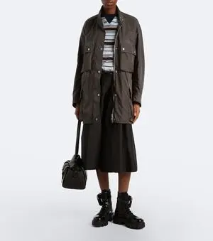 Prada Leather-trimmed Mesh Combat Boots