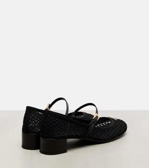 Prada Leather-trimmed Mesh Mary Jane Pumps