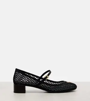 Prada Leather-trimmed Mesh Mary Jane Pumps