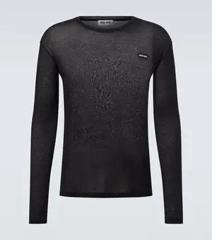 Miu Miu Logo Cotton Jersey T-shirt - Grey