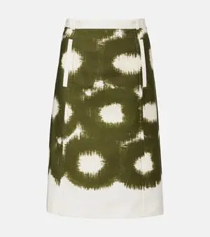 Prada Tie-dye Cotton Canvas Midi Skirt - Green