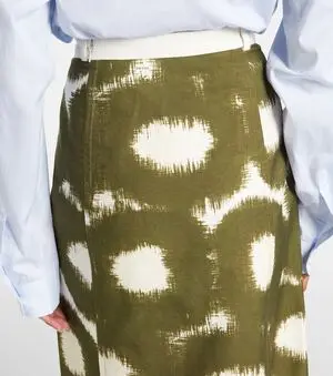 Prada Tie-dye Cotton Canvas Midi Skirt