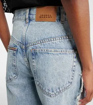 MARANT ETOILE Maella Embroidered Fringed Straight Jeans
