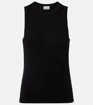 Saint Laurent Cassandre Ribbed-knit Cotton Tank Top