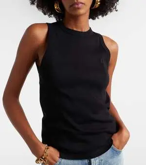 Saint Laurent Cassandre Ribbed-knit Cotton Tank Top
