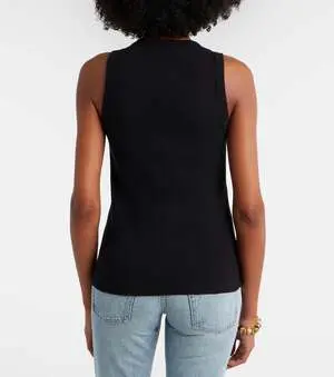 Saint Laurent Cassandre Ribbed-knit Cotton Tank Top