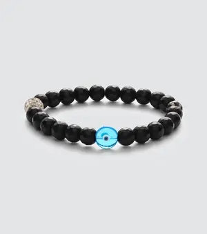 Ileana Makri Sterling Silver Beaded Bracelet With Onyx And Diamond - Black