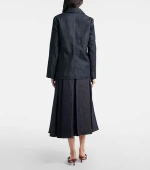 Max Mara Pleated Denim Midi Skirt
