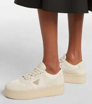 Prada Downtown Bold Re-nylon And Suede Sneakers
