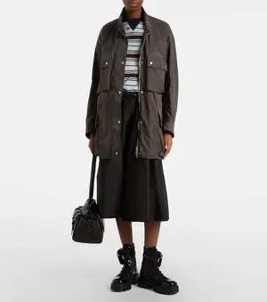 Prada Leather-trimmed Mesh Combat Boots