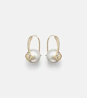 SYDNEY EVAN 14kt Yellow Earrings With Diamonds And Pearls - Gold