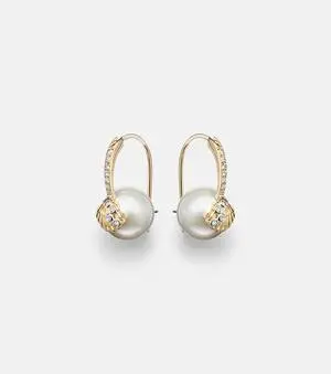 SYDNEY EVAN 14kt Yellow Earrings With Diamonds And Pearls - Gold