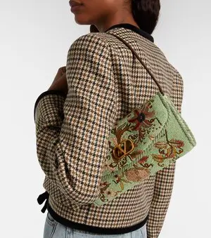 Valentino Garavani Beaded Floral Shoulder Bag - Green
