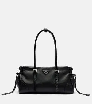Prada Bonnie Medium Leather Tote Bag - Black