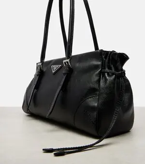 Prada Bonnie Medium Leather Tote Bag - Black