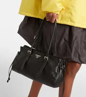 Prada Bonnie Medium Leather Tote Bag - Black