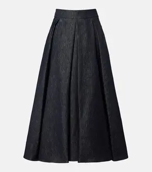 Max Mara Pleated Denim Midi Skirt - Blue