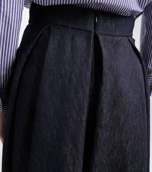 Max Mara Pleated Denim Midi Skirt - Blue