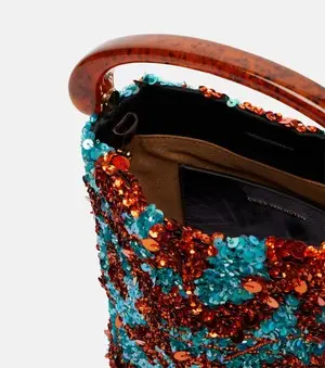 Dries Van Noten Sequined Satin Top-handle Bag