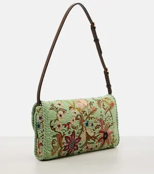 Valentino Garavani Devain Small Beaded Floral Shoulder Bag