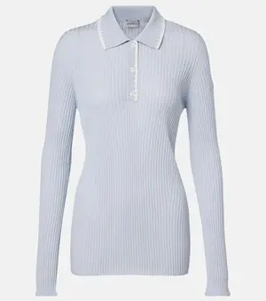 Moncler Ribbed-knit Virgin Wool Polo Sweater