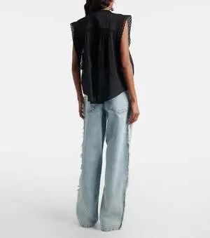 MARANT ETOILE Maella Embroidered Fringed Straight Jeans